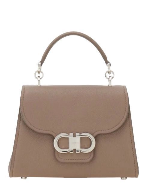 FERRAGAMO Double Gancini Top Handle Bag - Warm Brown