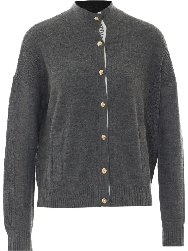Liu Jo Logo Button High Neck Cardigan - Dark Gray