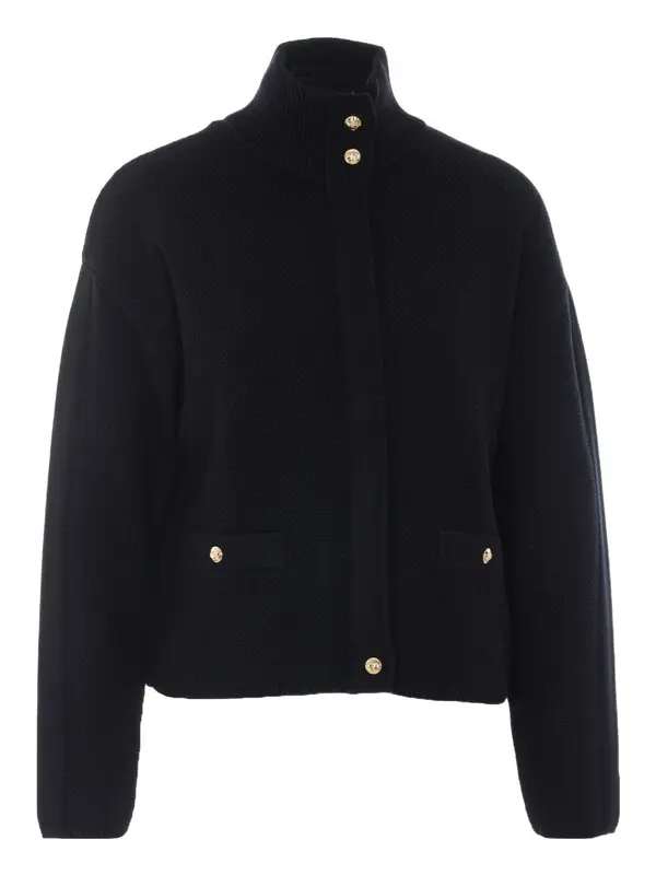 Liu Jo Textured High-neck Knitted Jacket - Black