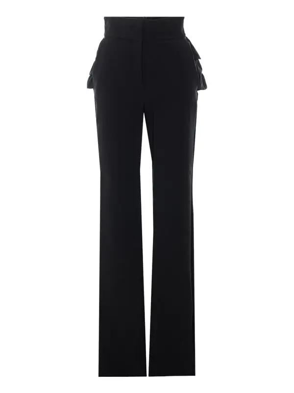 Elisabetta Franchi Ruffled Detail High-waisted Trousers - Black