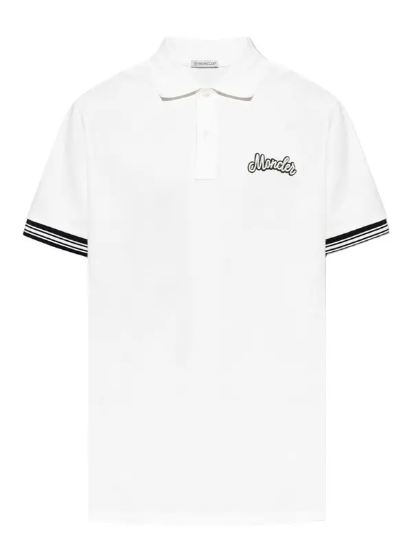 Moncler Logo Embroidered Short-sleeved Polo Shirt - White