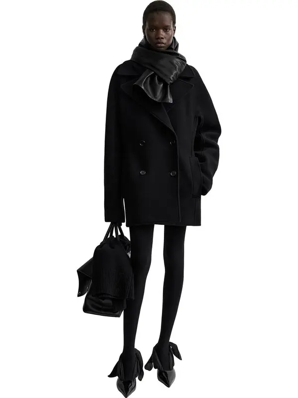 TOTEME Double-breasted Wool-cashmere Blend Peacoat - Black
