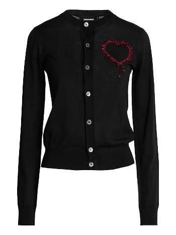 Dsquared2 Virgin Wool Embellished Cardigan - Black