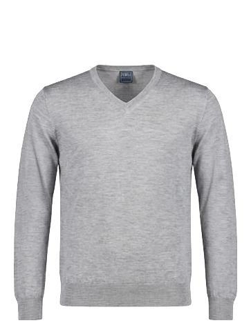 Fedeli Cashmere Silk V-neck Sweater - Grey