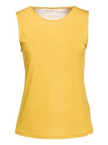 PUROTATTO Sleeveless Crewneck T-shirt In Modal And Milk Protein Fiber - Yellow