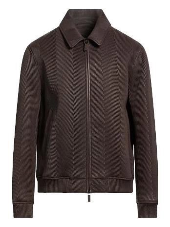 Emporio Armani Dark Lambskin Harrington Jacket - Brown