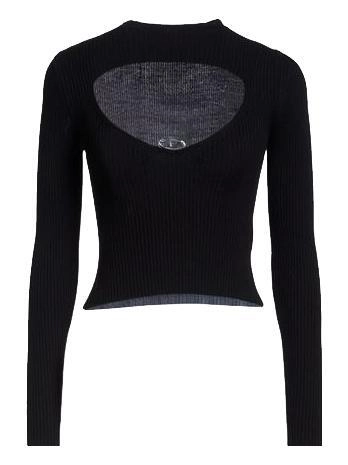 DIESEL® Wool Cutout Mock Neck Sweater - Black