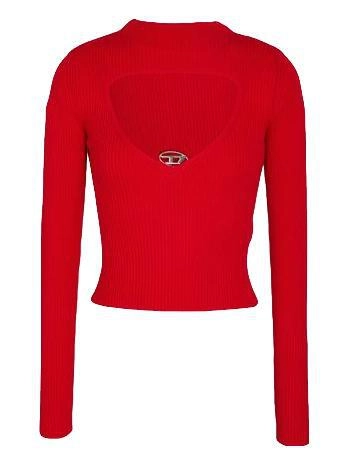 DIESEL® Wool Cutout Mock Neck Sweater - Red