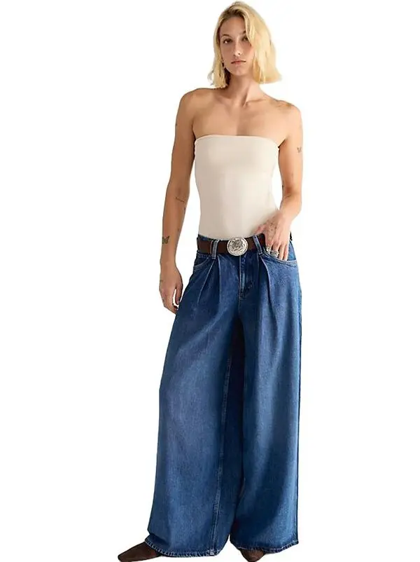 LEEM Lqd Slouchy Pleated Trouser Jeans - Fresh Blanket