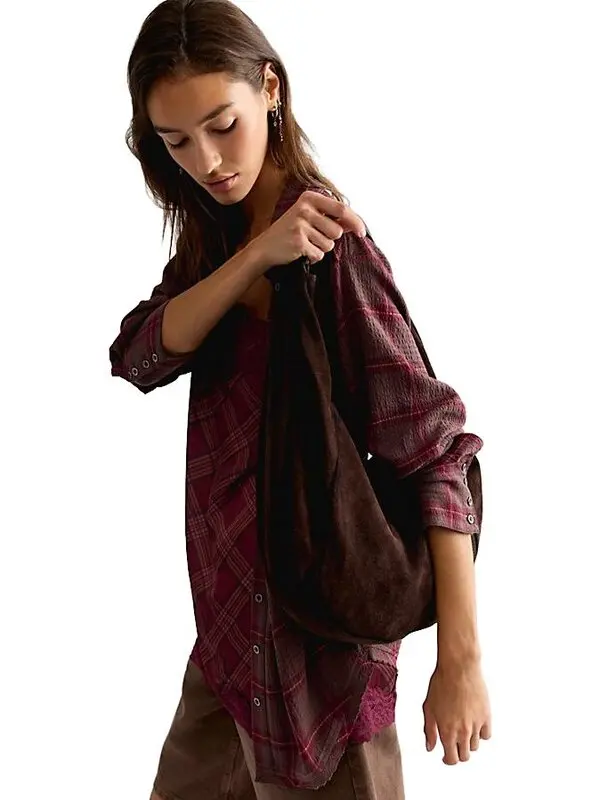 Free People Half Moon Suede Shoulder Bag - Espresso