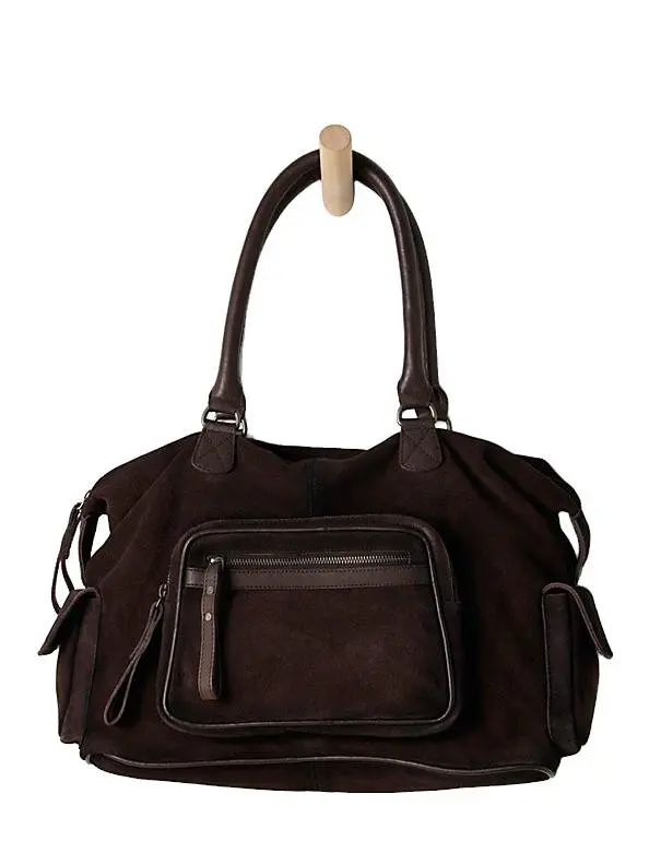 Free People Maya Suede Tote - Espresso