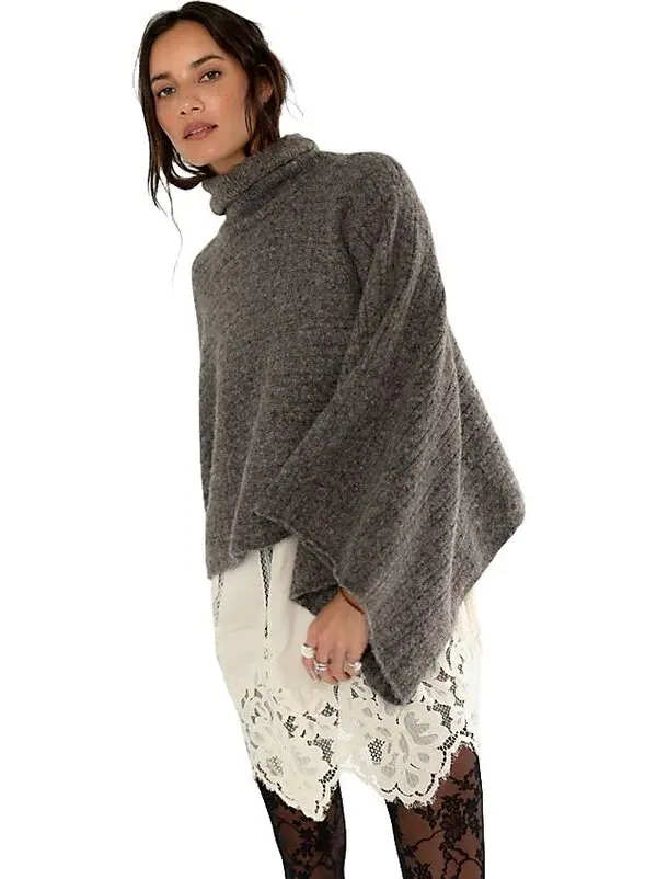 Free People Phoebe Poncho - Charcoal