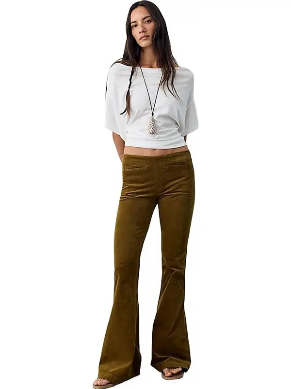 Free People We The Free Corduroy Bootcut Pants - Leaf Green