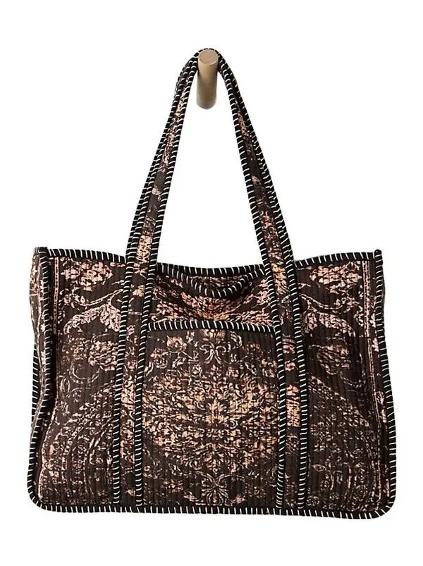 Free People Distorted Quilt Tote Bag - Neutral Pattern