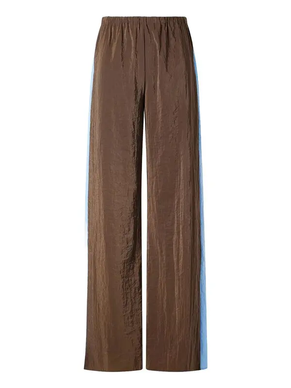 LA LIGNE Colby Recycled Crinkled-shell Wide-leg Pants - Brown