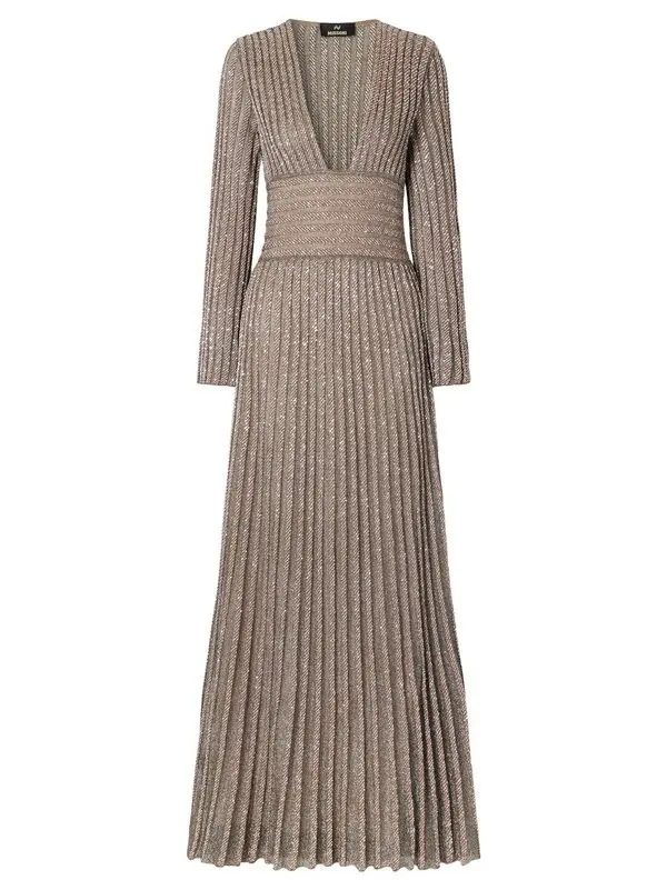 Missoni Ribbed Metallic Crochet-knit Maxi Dress - Pink
