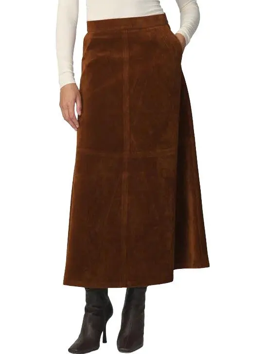 Joe's Jeans Tavi Faux Suede A-line Midi Skirt - Chestnut