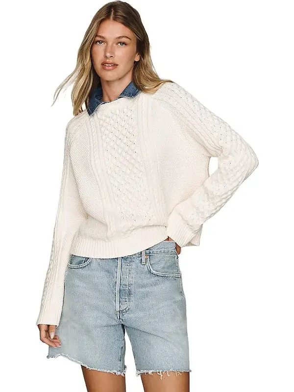 Central Park West Twofer Collared Sweater - Cream