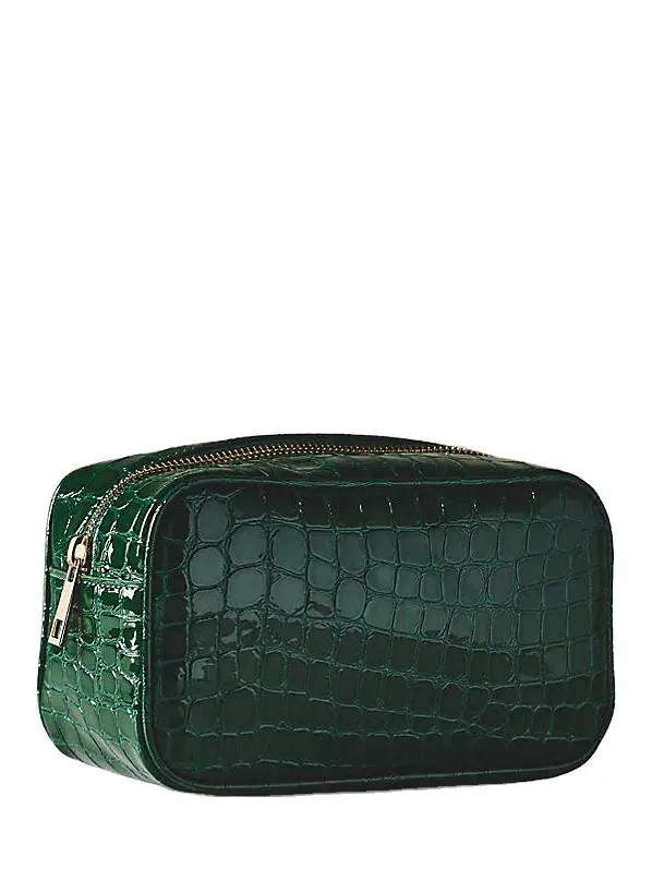 Anthropologie Rectangle Croc Cosmetic Bag - Green