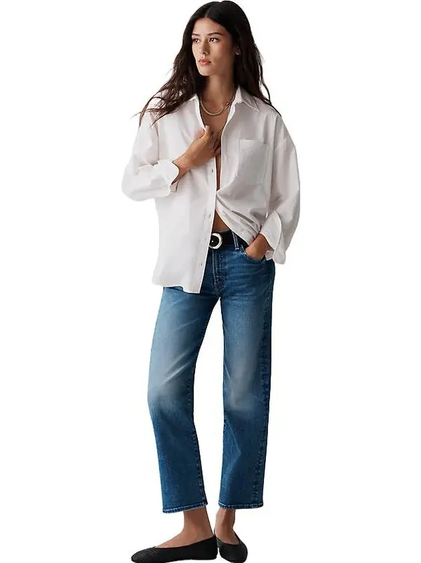 MOTHER Rambler Mid-rise Straight Zip Flood Jeans - Bitchn