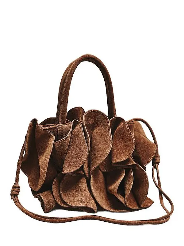 Farm Rio Suede Flower Handbag - Sand