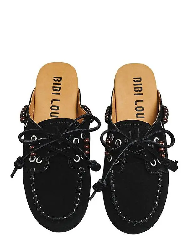 BIBI LOU Beaded Moccas Mules - Black