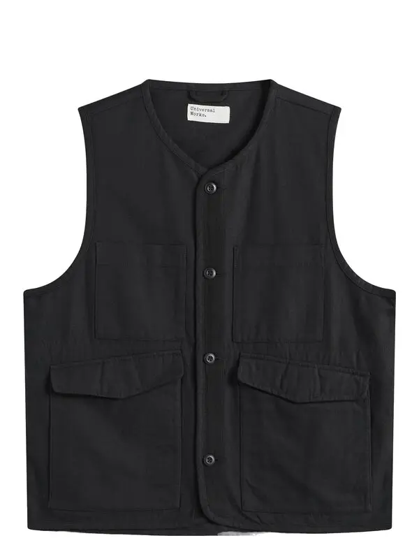 Universal Works Brushed Moleskin 4 Pocket Gilet - Black