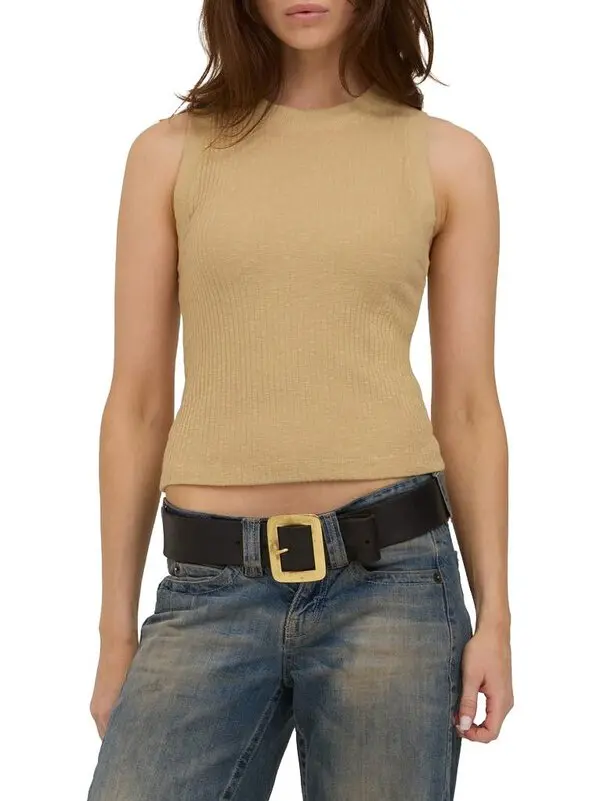 PROJECT SOCIAL T Ribbed Racerback Tank - Camel