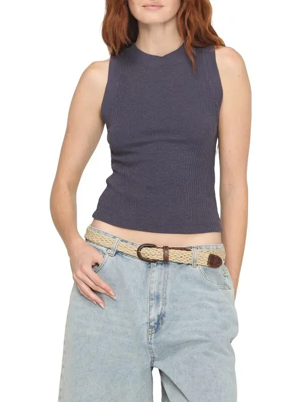 PROJECT SOCIAL T Ribbed Racerback Tank - Charcoal