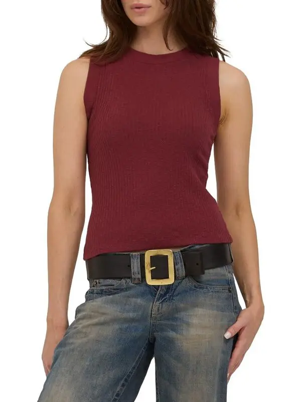 PROJECT SOCIAL T Ribbed Racerback Tank - Dark Cherry