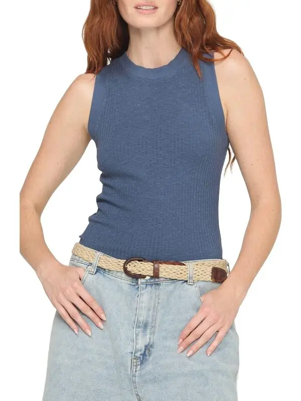 PROJECT SOCIAL T Ribbed Racerback Tank - Deep Indigo