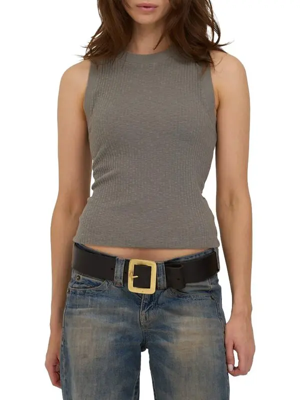 PROJECT SOCIAL T Ribbed Racerback Tank - Slate