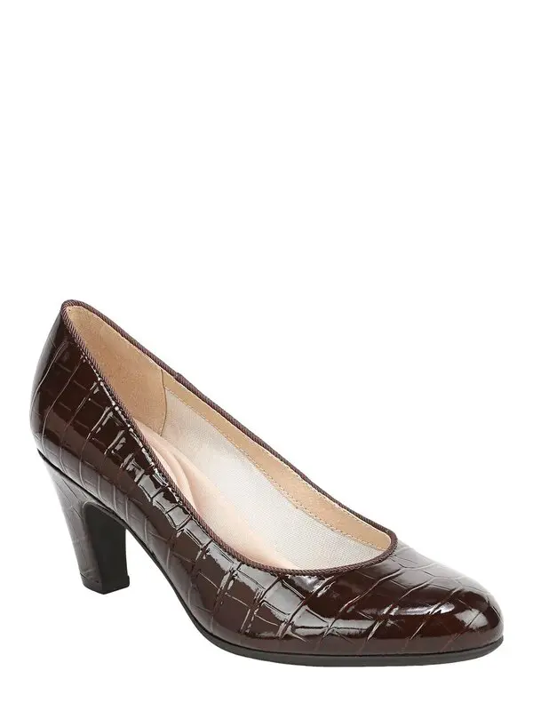 LIFESTRIDE Parigi Croc Embossed Faux Leather Pump - Dark Chocolate