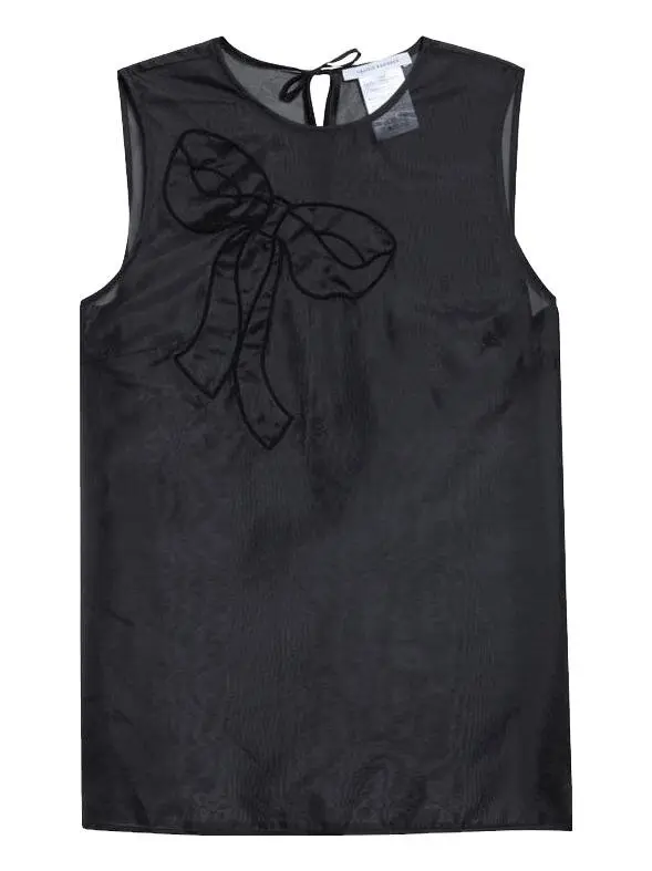 Cecilie Bahnsen Alba Bow Appliqué Silk Blend Organza Top - Black