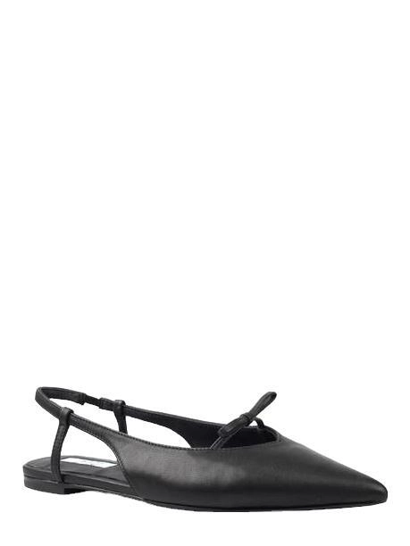 ZIGI Hala Pointed Toe Slingback Flat With Bow Detailing - Black Leather