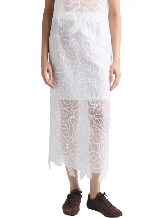 Cecilie Bahnsen Gus Embroidered Bow Organza Pencil Skirt - White