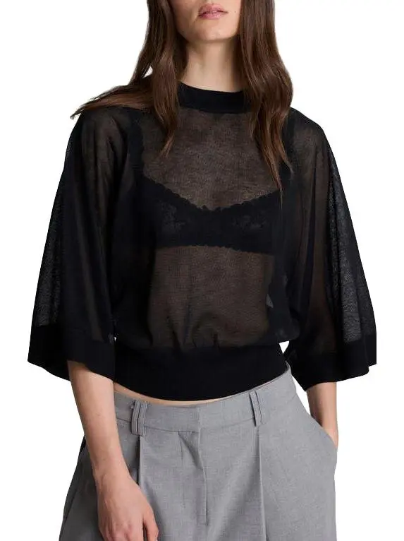 KENNETH COLE Raglan Sleeve Crewneck Sweater - Black