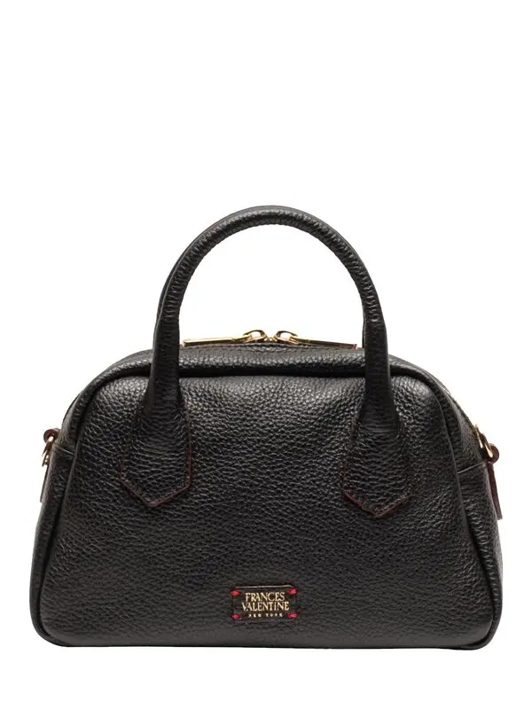 FRANCES VALENTINE Mini Metallic Leather Bowler Bag - Black