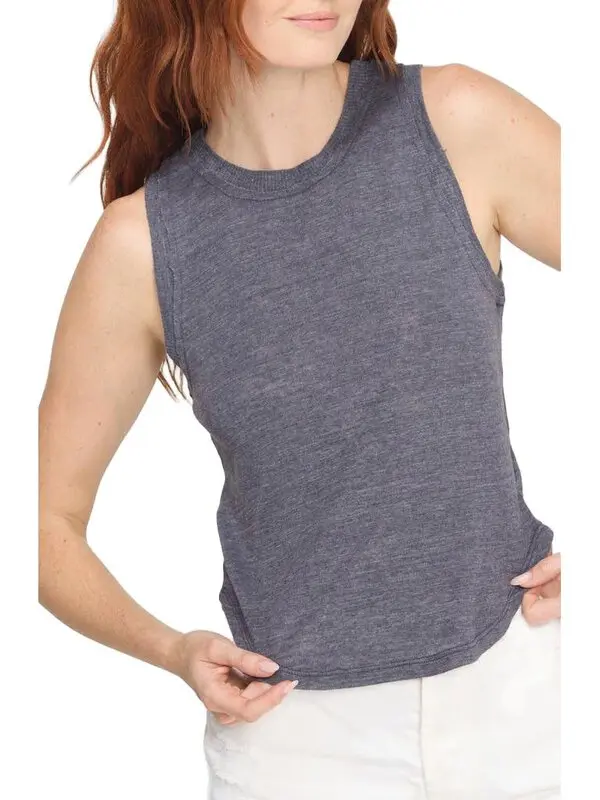 PROJECT SOCIAL T Libra Textured Rib Ringer Tank - Charcoal