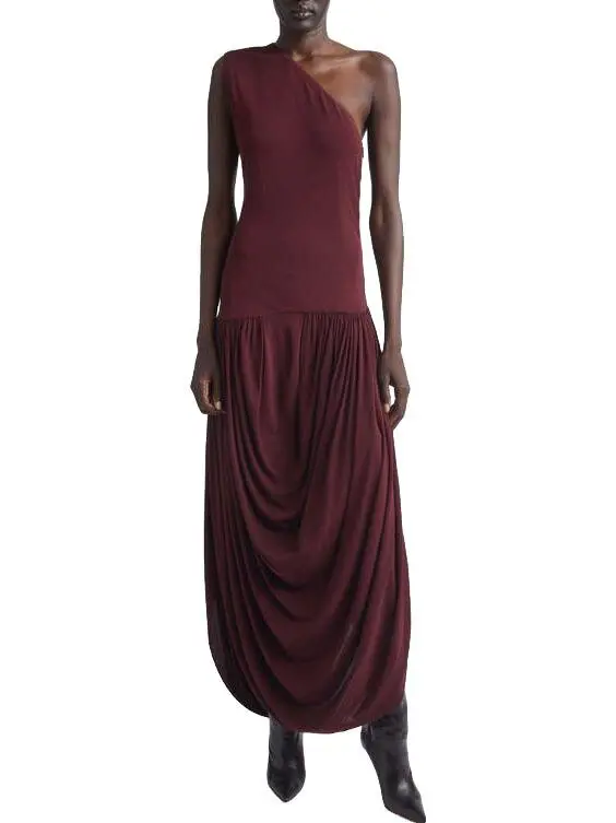 Brandon Maxwell Mila One-shoulder Jersey Dress - Merlot