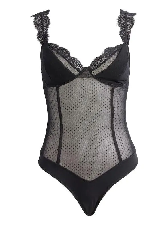 Free People Fiona Bodysuit - Black