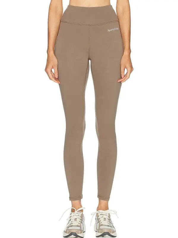 SPORTY & RICH Serif Logo Legging In Tan - Sand