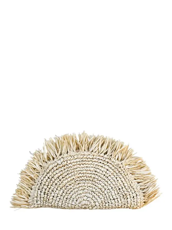 OHSUN Matilde Raffia Fringe Clutch - Yellow