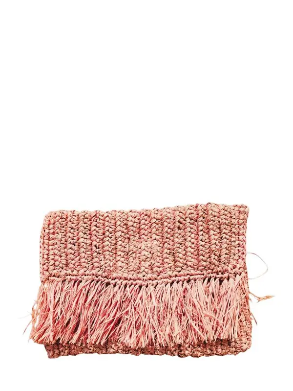 OHSUN Neutrals Ebba Raffia Pouch Flamingo - Pink