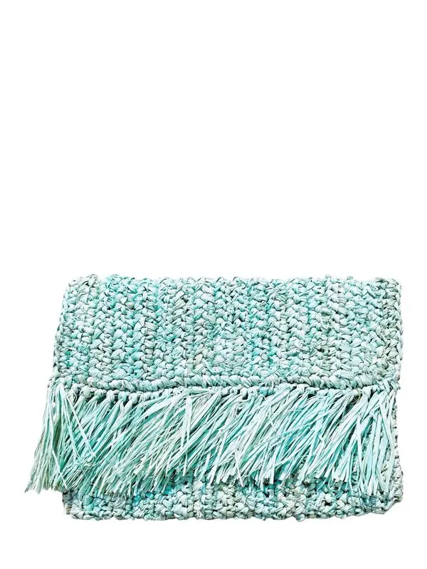 OHSUN Neutrals / Ebba Raffia Pouch Aqua - Blue