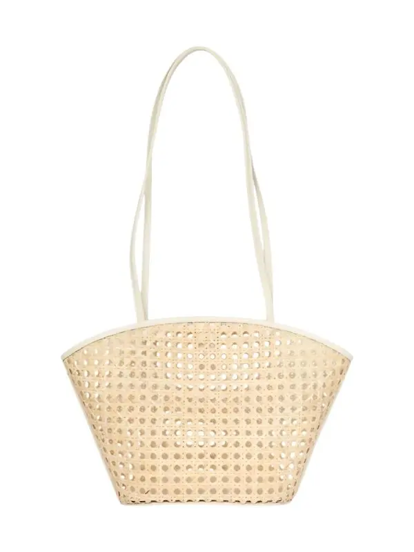 OHSUN Ollie Rattan And Leather Shoulder Bag - White
