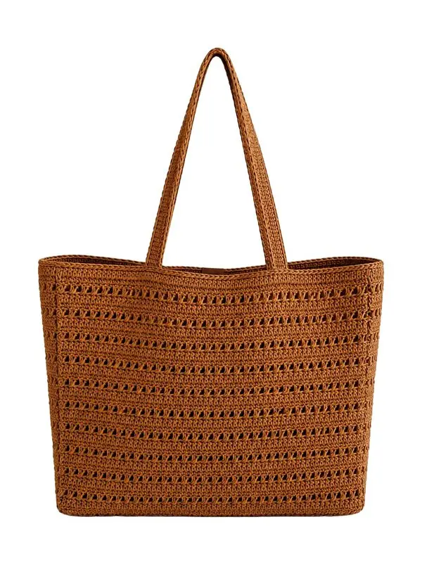 SPRINGMOONATELIER Woven Raffia Oversized Tote - Beige