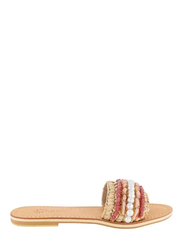 OHSUN Neutrals / Dolce Raffia & Leather Slides - Pink