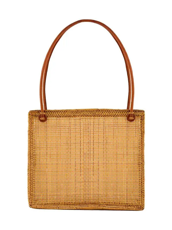 OHSUN Beth Mesh Rattan & Leather Handbag - Black
