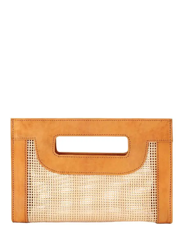 OHSUN Naomi Mesh Rattan & Leather Handbag - Brown